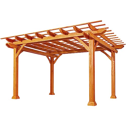 Outdoor Pergola 12'x10' Wood Patio Gazebo with Durable, Rot Resistant, Stability Structure, Snow and Wind Supported, Pavilion Grape Trellis for Porch Garden Backyard Deck Patio (White)