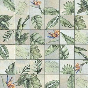 SomerTile FCD10NUJAB Nusa Botanic Jade x 9-3/4" Porcelain Floor and Wall Tile, Green