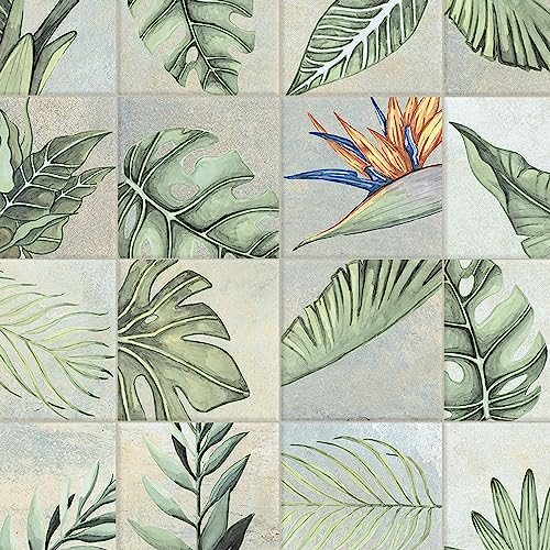 SomerTile FCD10NUJAB Nusa Botanic Jade x 9-3/4" Porcelain Floor and Wall Tile, Green