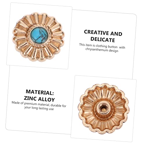 COHEALI 6 Sets Cloth Button Clothes Snap Button Fasteners Gemstone Flower Button Buttons for Clothes Clothing DIY Button Creative Chrysanthemum Buttons Clothing Snap Zinc Alloy Sewing