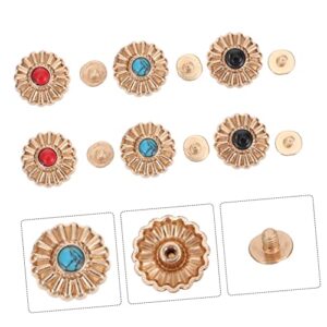 COHEALI 6 Sets Cloth Button Clothes Snap Button Fasteners Gemstone Flower Button Buttons for Clothes Clothing DIY Button Creative Chrysanthemum Buttons Clothing Snap Zinc Alloy Sewing