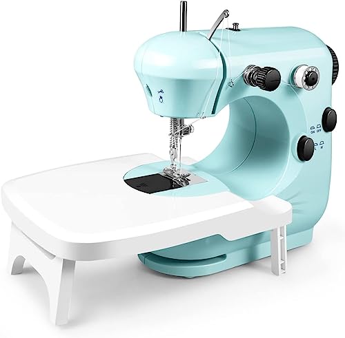 Sewing Machines, Dual Speed Portable Sewing Machine for Beginners and DIY, Mini Sewing Machine with Extension Table and Light, Best Gift for Kids Women Household Space Saver Safe Sewing Machine Kit