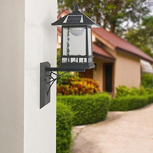 Black Solar Energy Sconce Wall Lamp Turn The Lights on and Off Automatically During The Day and Night Waterproof Wall Lights Energy Saving Outdoors Wall Lighting for Wall Landscape Exterior