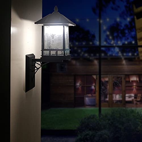 Black Solar Energy Sconce Wall Lamp Turn The Lights on and Off Automatically During The Day and Night Waterproof Wall Lights Energy Saving Outdoors Wall Lighting for Wall Landscape Exterior