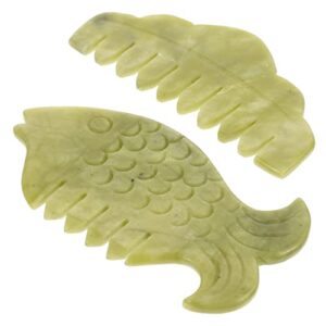 anneome 2pcs jade comb massage tools green crystal portable massager board jade head combs scraping massage tools skin massage tools scalp combs body scraping boards massage head hard head