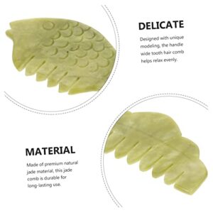 Anneome 2pcs Jade Comb Massage Tools Green Crystal Portable Massager Board Jade Head Combs Scraping Massage Tools Skin Massage Tools Scalp Combs Body Scraping Boards Massage Head Hard Head