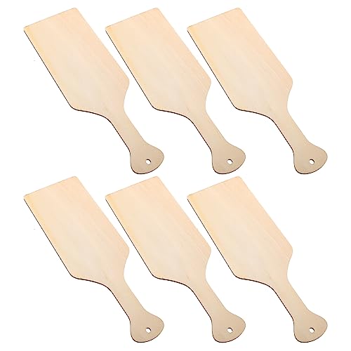 UPKOCH 6pcs Mini Wooden Cutting Board with Handle Paddle Chopping Board DIY Blank Boards Unfinished Craft Cooking Butcher Block for Kitchen Home Decor