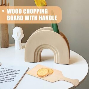 UPKOCH 6pcs Mini Wooden Cutting Board with Handle Paddle Chopping Board DIY Blank Boards Unfinished Craft Cooking Butcher Block for Kitchen Home Decor