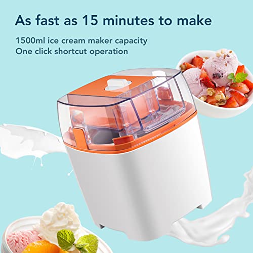 VTOSEN 1500ml Automatic Ice Cream Maker Machine for Home - Frozen Dessert Maker with Transparent Upper Cover - Fruit Sorbet and Fruit Ice Cream Machine(American Standard 110V)