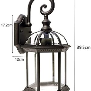 TILBEA Outdoor Wall Lantern Light Clear Waterproof House Lighting Aluminum Cast Sconce Fixture Wall Mount Anti-Rust Matte Black Wall Lamp for House Porch Entryway Garage Doorway