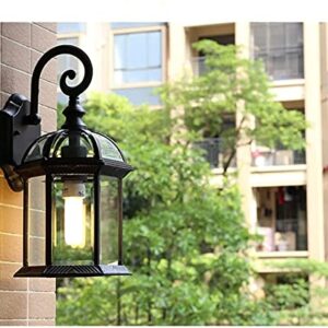 TILBEA Outdoor Wall Lantern Light Clear Waterproof House Lighting Aluminum Cast Sconce Fixture Wall Mount Anti-Rust Matte Black Wall Lamp for House Porch Entryway Garage Doorway