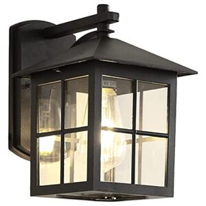 TAMSOI Outdoor Wall Lantern Black Matte Finish, Waterproof Exterior Wall Light Wall Mounted Sconce Lighting Fixture with Clear Shade Industrial Antique for Entryway Front Door Garage