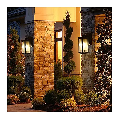 TAMSOI Outdoor Modern Garden Wall Light Lantern Exterior Clear Diffuser LED Compatible Wall Lamp Black Finish Wall Mount Sconce for Porch Garage Entrance