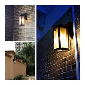 TAMSOI Outdoor Modern Garden Wall Light Lantern Exterior Clear Diffuser LED Compatible Wall Lamp Black Finish Wall Mount Sconce for Porch Garage Entrance