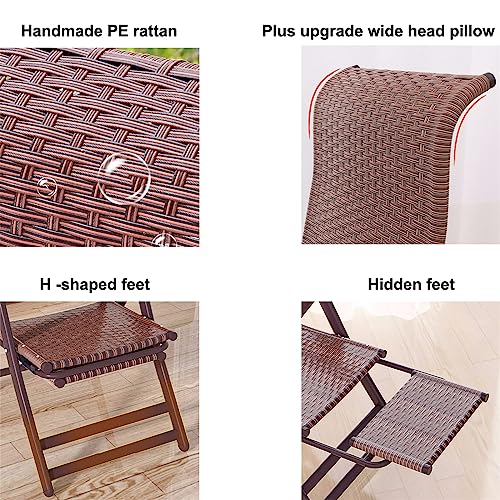 JHKZUDG Folding Patio Rocking Chairs,Garden Rattan Chairs,Portable Rocking Chair,PE Rattan Rocking Chair with Steel Frame, for Garden, Backyard, Porch