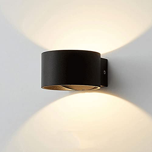 DUBDOG Bedroom Wall Lights, Wall Sconces, Modern Black Cylindrical Outdoor Wall Mount Light Warm Light 3000KLED Wall Light Matte Finish die-cast Aluminum Wall Lamp Used in Damp Places Sconce Light