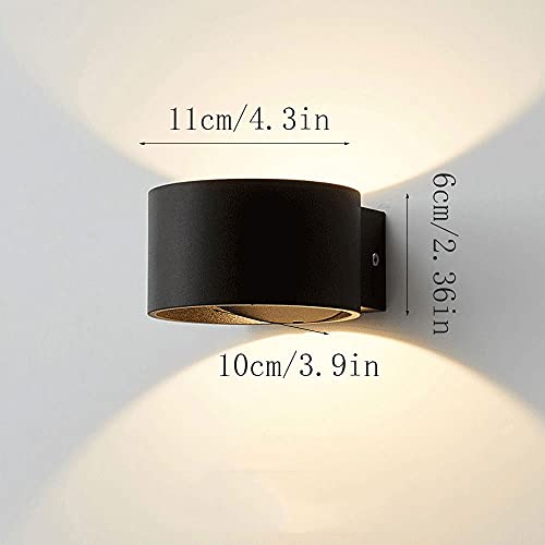 DUBDOG Bedroom Wall Lights, Wall Sconces, Modern Black Cylindrical Outdoor Wall Mount Light Warm Light 3000KLED Wall Light Matte Finish die-cast Aluminum Wall Lamp Used in Damp Places Sconce Light