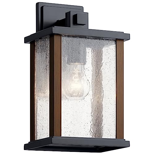 TamsOi Marimount 12.75" 1 Light Black Outdoor Wall Sconce with Clear Glass