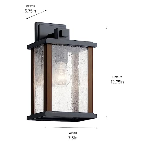 TamsOi Marimount 12.75" 1 Light Black Outdoor Wall Sconce with Clear Glass