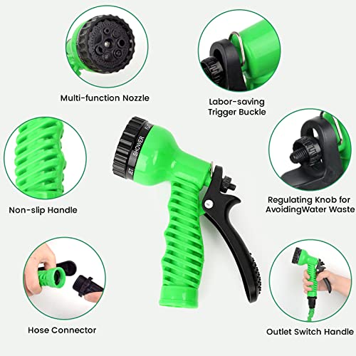 Expandable Garden Hose Water Pipe: Flexible Water Hose with 7 Function Hose Nozzle, Multi-functional Magic Hoses for Gardening, 50 FT