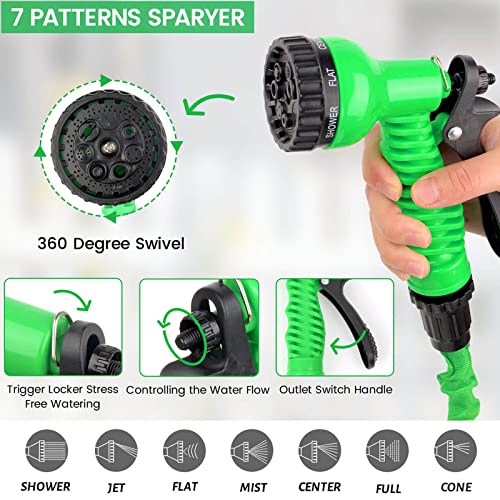 Expandable Garden Hose Water Pipe: Flexible Water Hose with 7 Function Hose Nozzle, Multi-functional Magic Hoses for Gardening, 50 FT