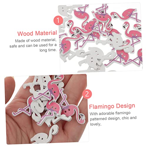 EXCEART 50pcs Wood Buttons Wooden Decor Scrapbook Embellishments Flamingo Flatback Cartoon Buttons DIY Scrapbook Button Wood Animal Buttons Wooden Buttons Decorate Pink Bamboo Shoe