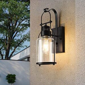 Bedroom wall lights, Wall Sconces, Simple Water Bottle Shape Simple Wall Mount Light Matte Black Iron Body Wall Lamp Transparent Glass lampshade Outdoor Sconce Light Compatible with The Commercial Are