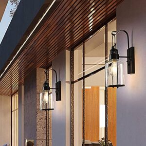 Bedroom wall lights, Wall Sconces, Simple Water Bottle Shape Simple Wall Mount Light Matte Black Iron Body Wall Lamp Transparent Glass lampshade Outdoor Sconce Light Compatible with The Commercial Are