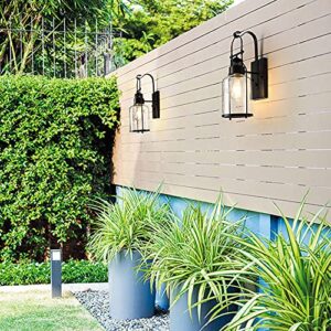 Wall Light, Wall Sconces, Simple Water Bottle Shape Simple Wall Mount Light Matte Black Iron Body Wall Lamp Transparent Glass lampshade Outdoor Sconce Light Compatible with The Commercial Area Villa C