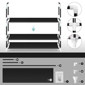 Awenia 10 Tiers Shoe Rack Organizer 60 Pairs,Adjustable Shoes Shelf Tower Metal Tall for Closet with Spare Parts,DIY Assembly, Black