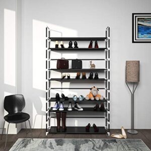 Awenia 10 Tiers Shoe Rack Organizer 60 Pairs,Adjustable Shoes Shelf Tower Metal Tall for Closet with Spare Parts,DIY Assembly, Black