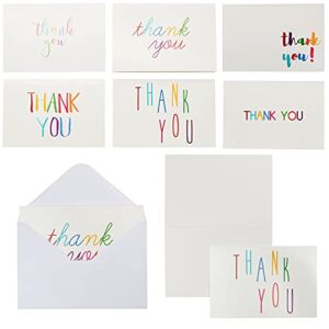 rainbow thank you cards with envelopes, bulk boxed set (4x6 in, 144 pack)