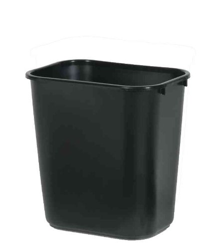 Rubbermaid Comm Prod FG295600BLA Office Wastebasket, Black, Rectangle, 28-1/8-Qts. - Quantity 12