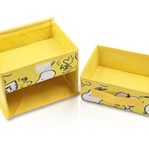 FINEX Yellow Snoopy Foldable Storage Organizer Box for Desk - with Removable Drawer