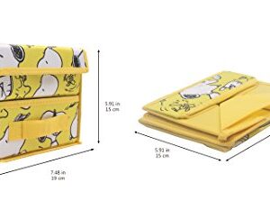 FINEX Yellow Snoopy Foldable Storage Organizer Box for Desk - with Removable Drawer