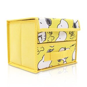 FINEX Yellow Snoopy Foldable Storage Organizer Box for Desk - with Removable Drawer