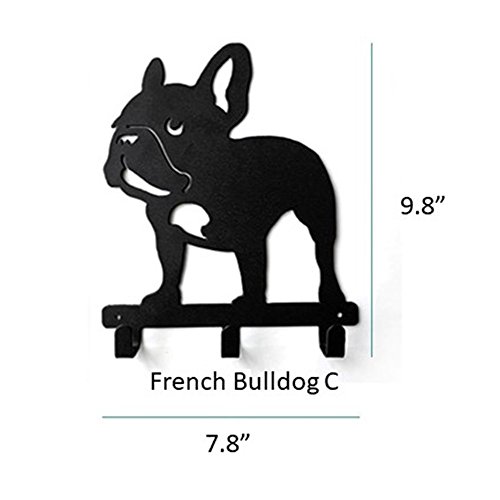 French Bulldog Shaped Black Coated Metal Hook Bathroom Clothes Towel Hook Wall Mounted Kitchen Heavy Duty Door Hanger (Standing Frenchie)