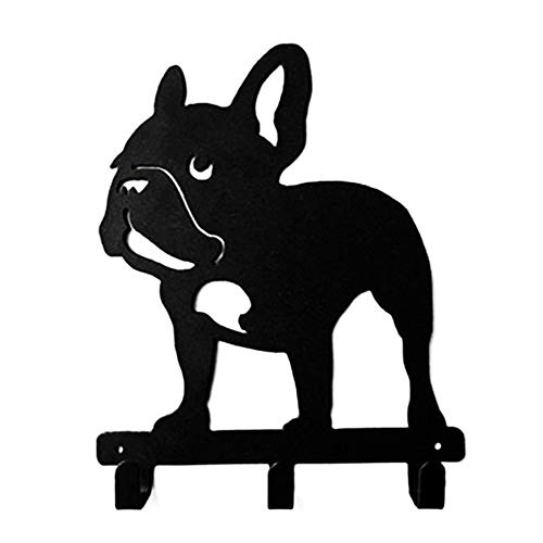 French Bulldog Shaped Black Coated Metal Hook Bathroom Clothes Towel Hook Wall Mounted Kitchen Heavy Duty Door Hanger (Standing Frenchie)