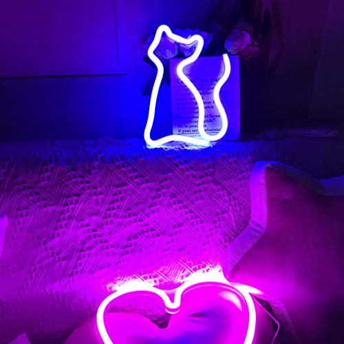 QiaoFei Cute Neon Light,LED Cat Sign Shaped Decor Light,Marquee Signs/Wall Decor for Christmas,Birthday Party,Kids Room, Living Room, Wedding Party Decor (Cat-Blue)