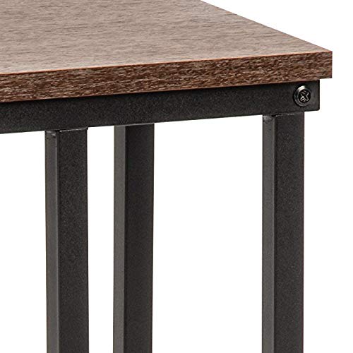 IRIS USA SDT Metal Side, Wood Accent Sofa End Table Computer Desk Coffee Snack, Night Stand, C-Shape Basic