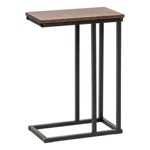 IRIS USA SDT Metal Side, Wood Accent Sofa End Table Computer Desk Coffee Snack, Night Stand, C-Shape Basic