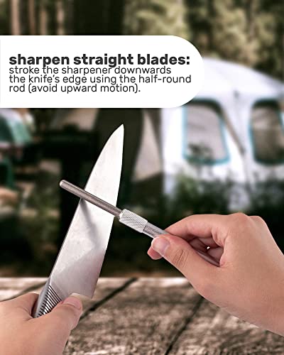 Wamery Serrated Knife Sharpener with Retractable Diamond Sharpening Rod. Repairs, Restores, Polishes Serrated or Straight Blade. Pocket Knife Sharpener