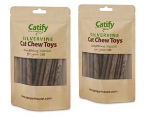 natural silvervine cat chew toy | interactive silver vine chewing toys with catnip like effect - valued sticks, 2 pack of 20