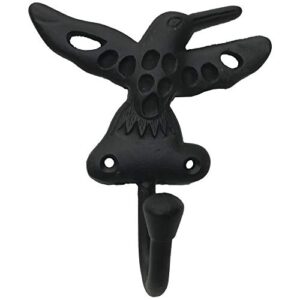 antique hardware depot (1) 5" - hummingbird - bb-248 - coat hook - for coats, bags, hand towel etc - black wrought iron finish