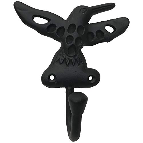 Antique Hardware Depot (1) 5" - Hummingbird - BB-248 - Coat Hook - for Coats, Bags, Hand Towel etc - Black Wrought Iron Finish