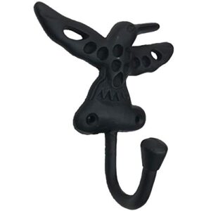 Antique Hardware Depot (1) 5" - Hummingbird - BB-248 - Coat Hook - for Coats, Bags, Hand Towel etc - Black Wrought Iron Finish