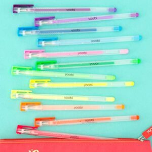 Yoobi Glitter Gel Pens 12-Pack | 12 Awesomely Bright Colors | No-Slip Grip | 1.0mm Medium Tip