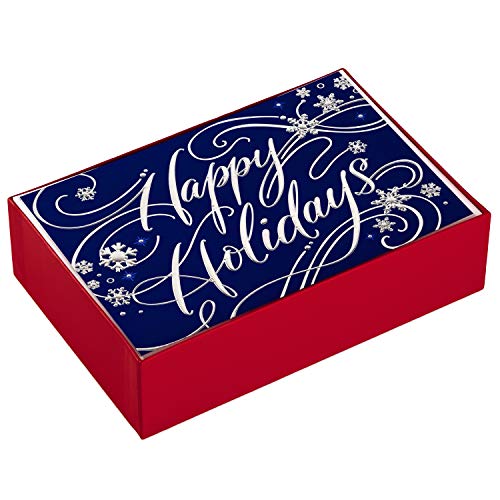 Hallmark Boxed Holiday Cards, Happy Holidays (40 Blue and Silver Cards with Envelopes) (1XPX5163)