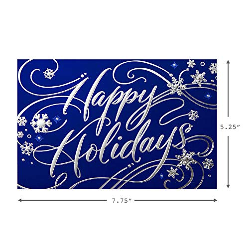 Hallmark Boxed Holiday Cards, Happy Holidays (40 Blue and Silver Cards with Envelopes) (1XPX5163)