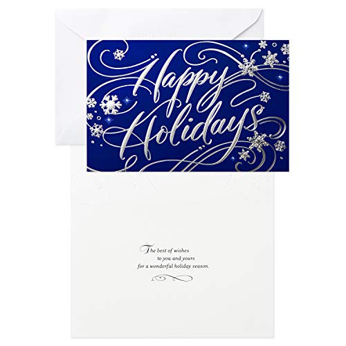 Hallmark Boxed Holiday Cards, Happy Holidays (40 Blue and Silver Cards with Envelopes) (1XPX5163)